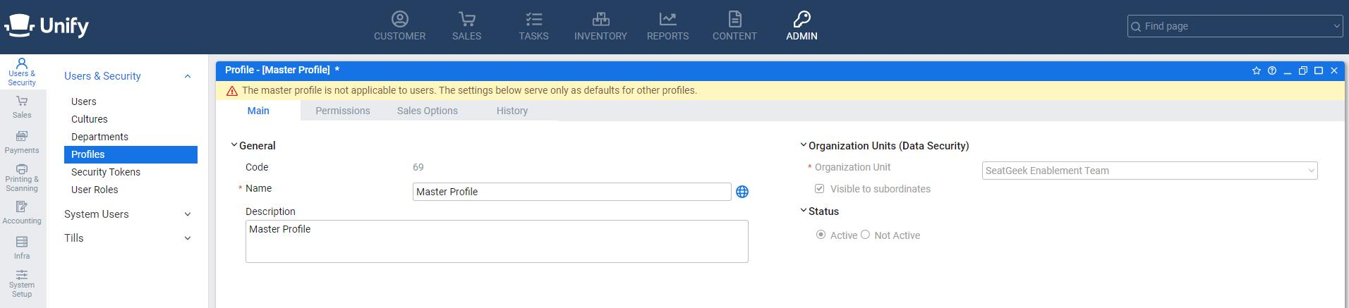 Profiles: Controlling the user interface for personnel