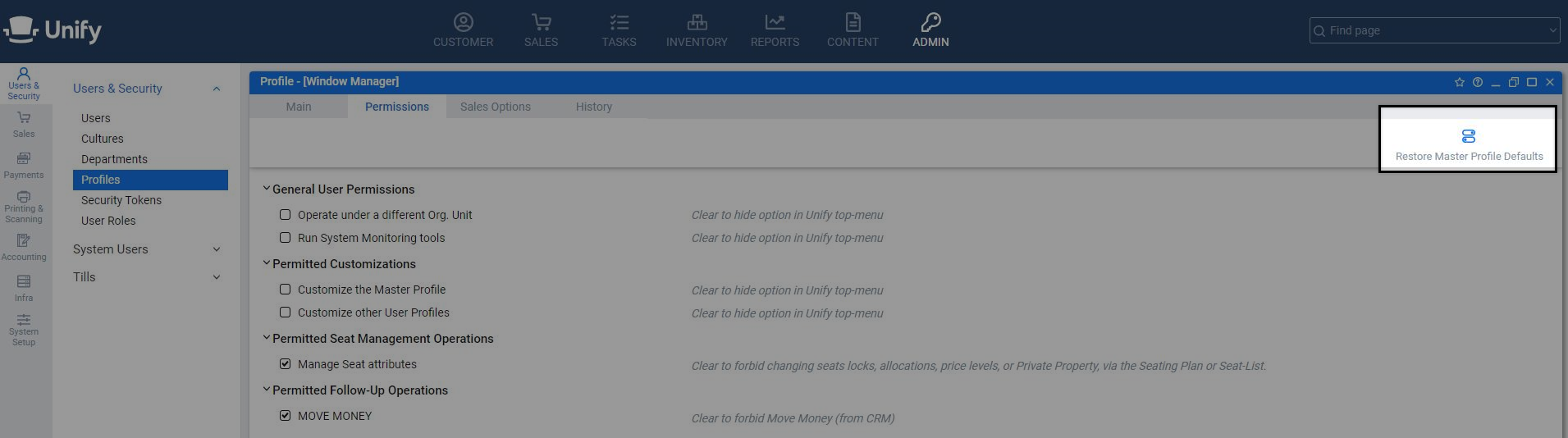 Profiles: Controlling the user interface for personnel