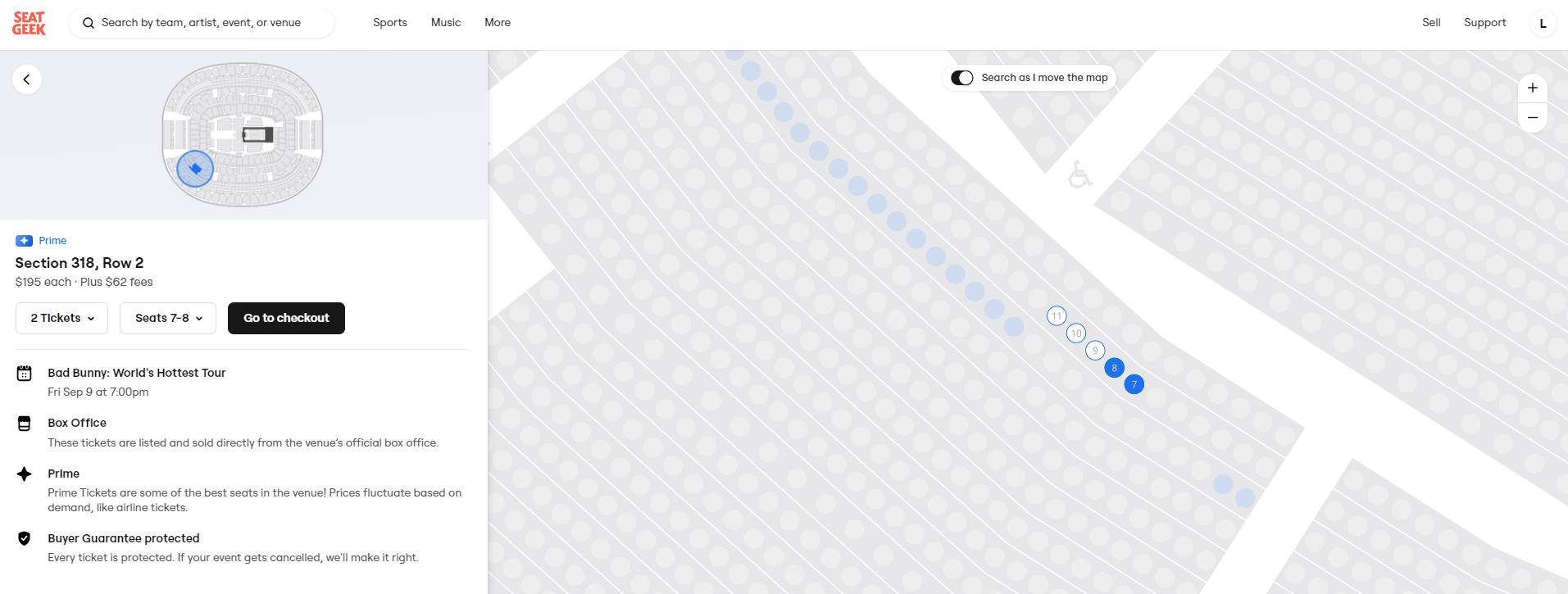 Prime Seating: Premium inventory sales on the SeatGeek site and app