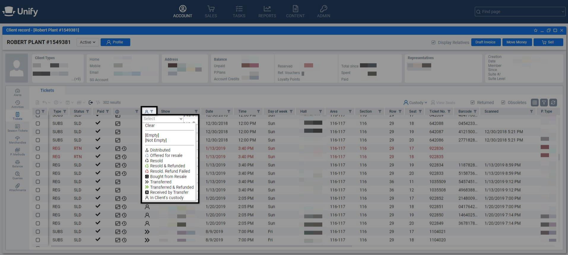 Chain of Custody: Viewing and updating ticket ownership history